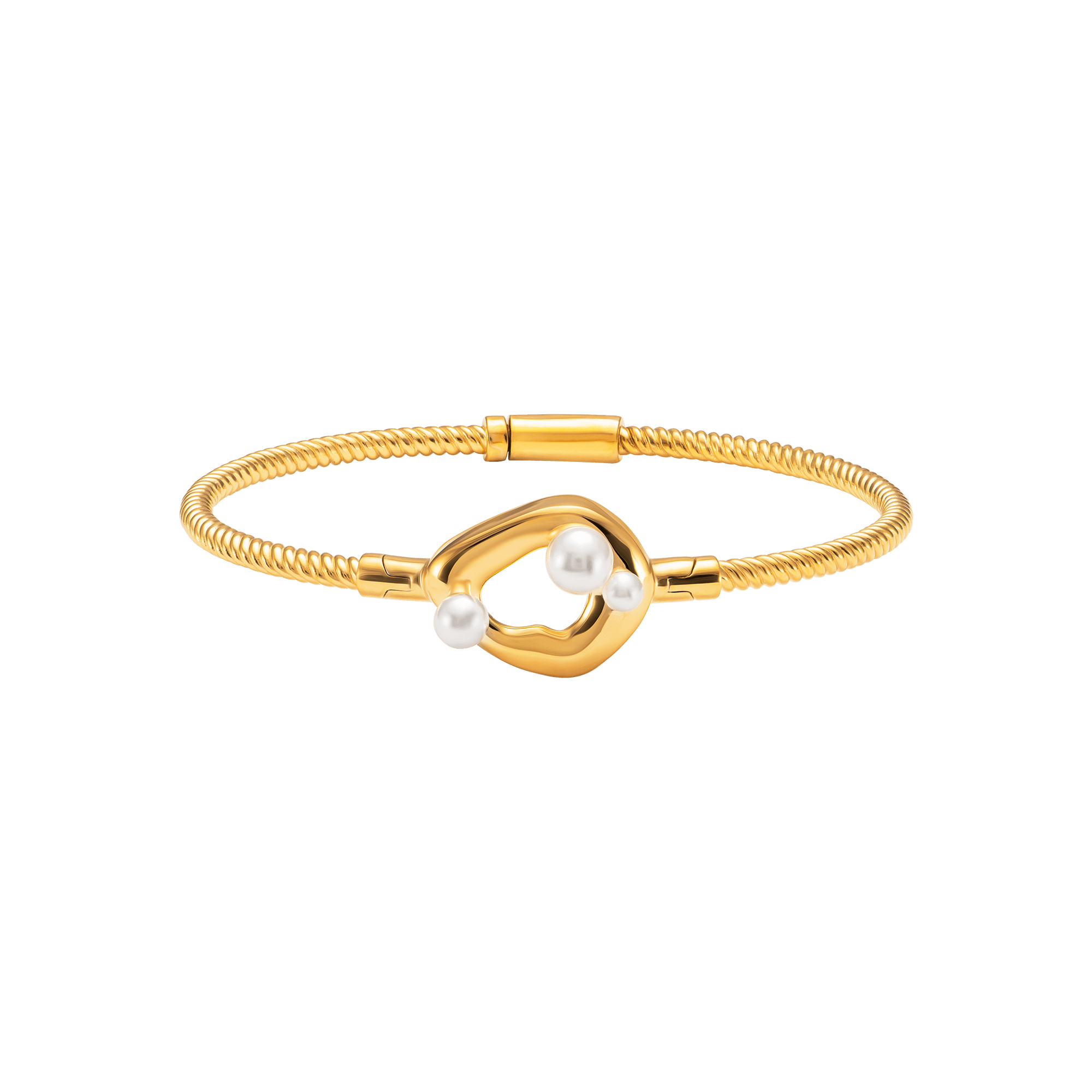 PNJP Latest Collection | Autumn Winds gold bangle with crystal pearl