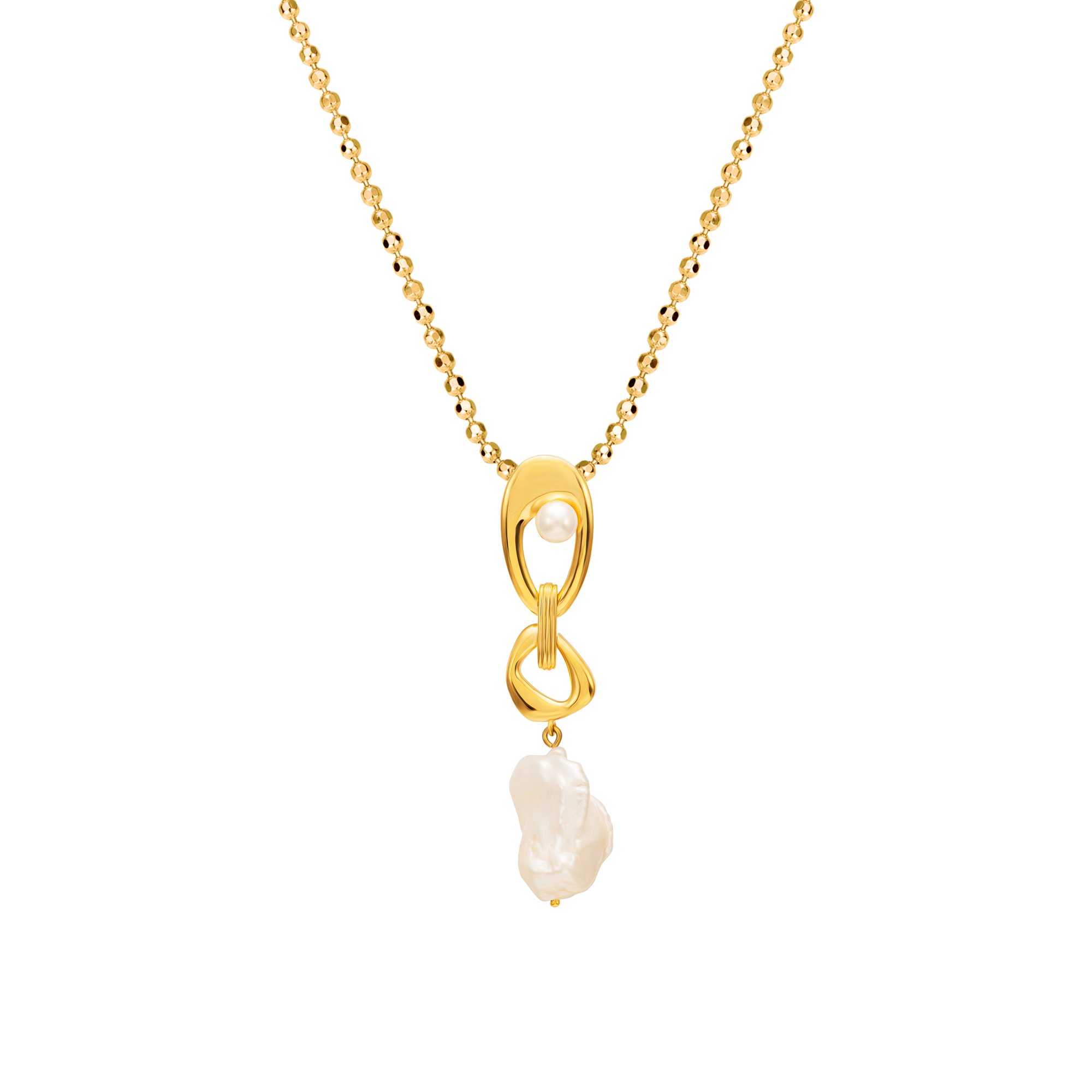 Autumn Winds 18K gold vermeil baroque pearl pendant by PNJ Vietnam